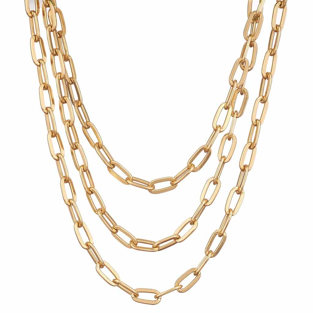 luxe rock χειροποίητο κολιέ triple gold chains